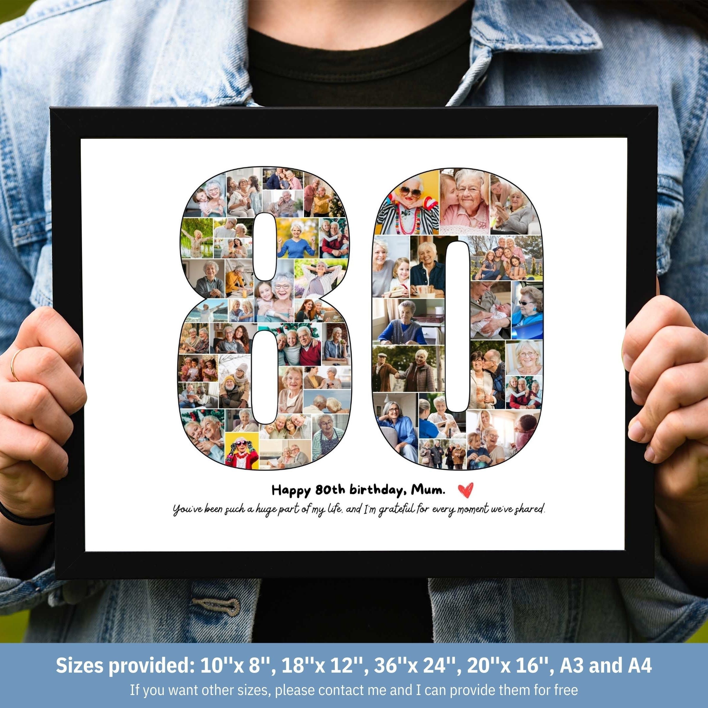 Custom 80th Birthday Photo Collage Template Personalized 80 Years Old ...