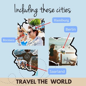 Custom Germany Map Photo Collage Template, German Travel Map Keepsake ...