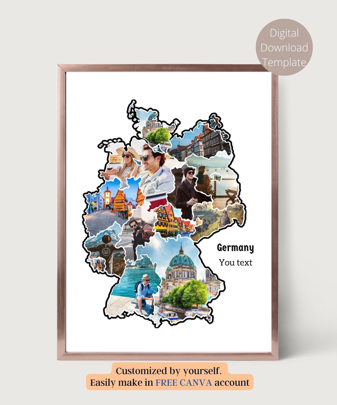 Custom Germany Map Photo Collage Template German Travel Map - Etsy
