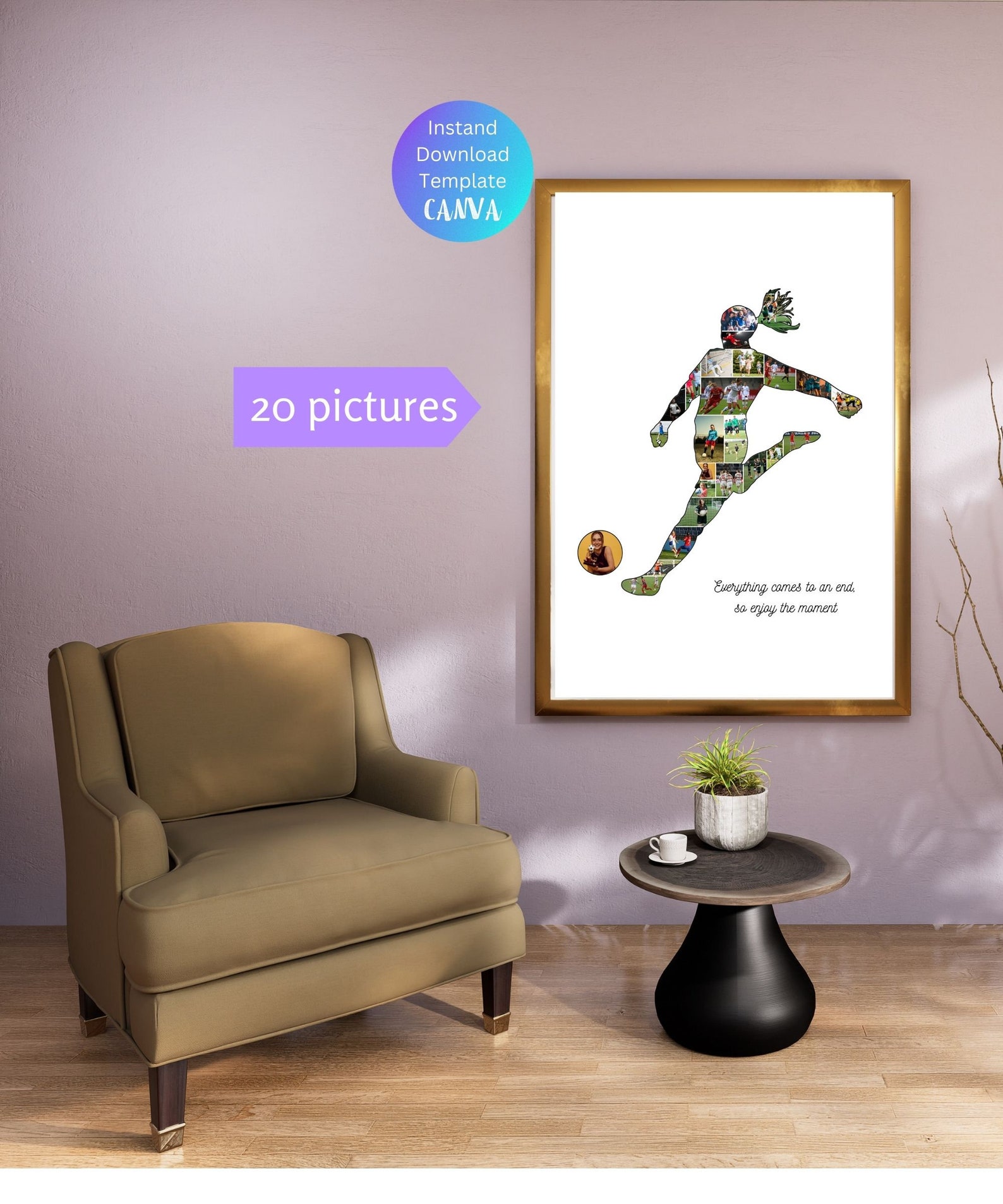 Custom Football Photo Collage Template Gifts for Soccer Women - Etsy