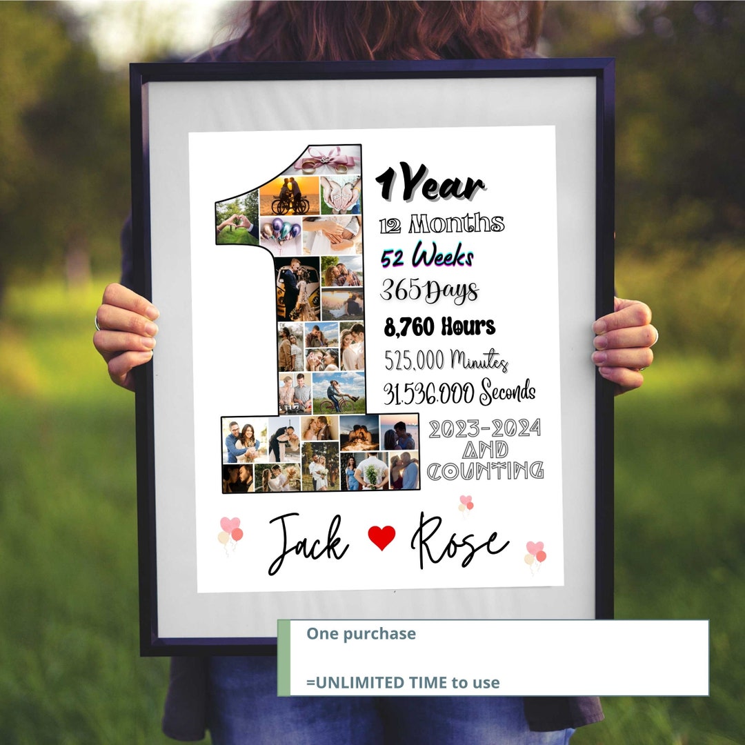 Custom 1st Anniversary Picture Collage Editable Template Personalized 1 ...