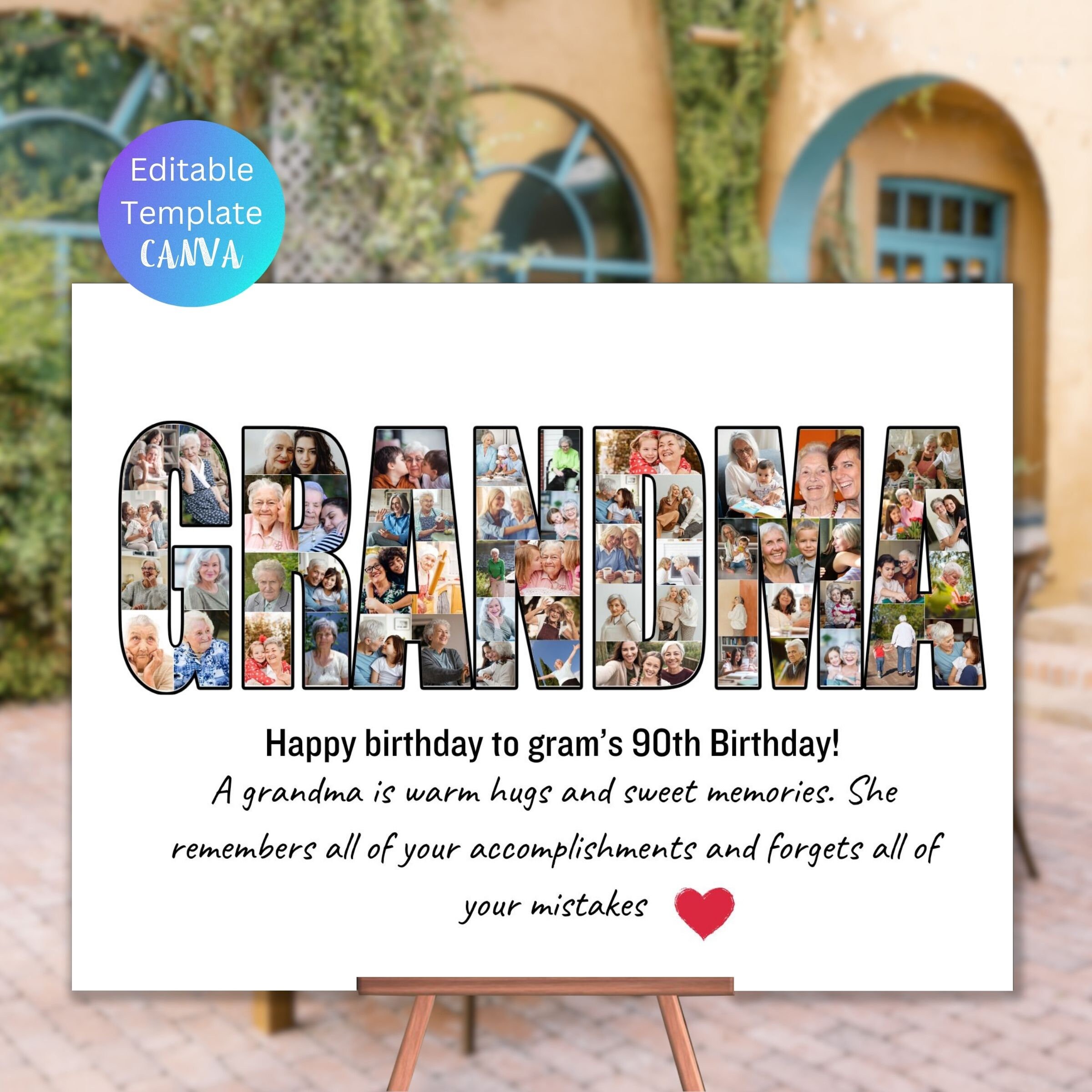 Custom Grandma Photo Collage Template, Printable Picture Collage Gift ...