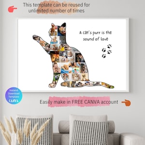 Custom Cat Photo Collage Template, Printable Cat Lovers Gift Ideas, Pet ...