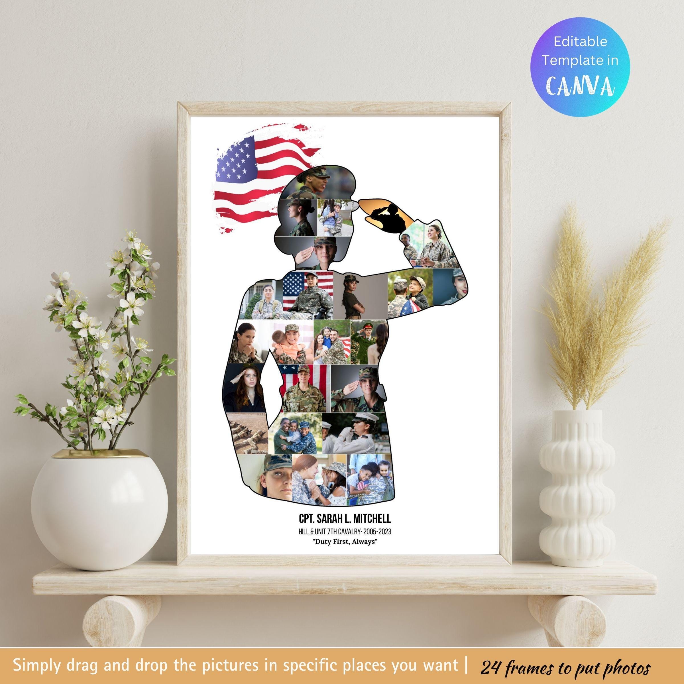 Persoanlized Military Woman Collage Template Custom Female Soldier Wall ...
