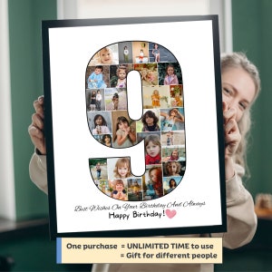 Custom 9th Birthday Photo Collage, Personalized 9th Picture Collage ...