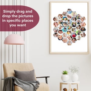 Custom Honeycombs Photo Collage Template, Hexagon Shape Photo Collage ...