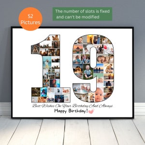 19th Birthday Photo Collage, Personalized 19th Picture Collage Template ...