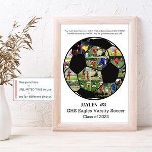 Custom Football Photo Collage Template Personalized Senior Soccer Gifts ...
