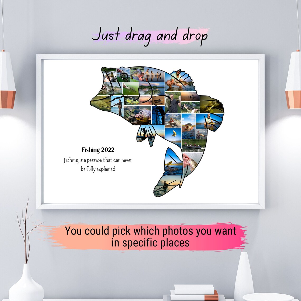 Custom Bass Fish Photo Collage Template, 29 Pictures Collage, Fishing ...