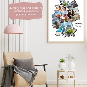 Custom Germany Map Photo Collage Template, German Travel Map Keepsake ...