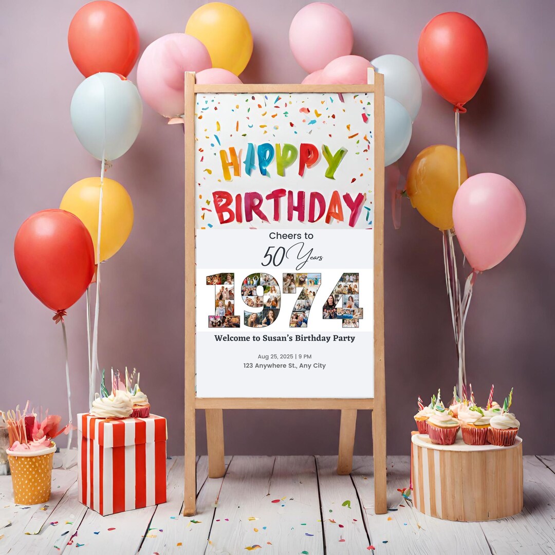 Custom 50th Birthday Photo Collage Template Personalized 1974 Picture ...