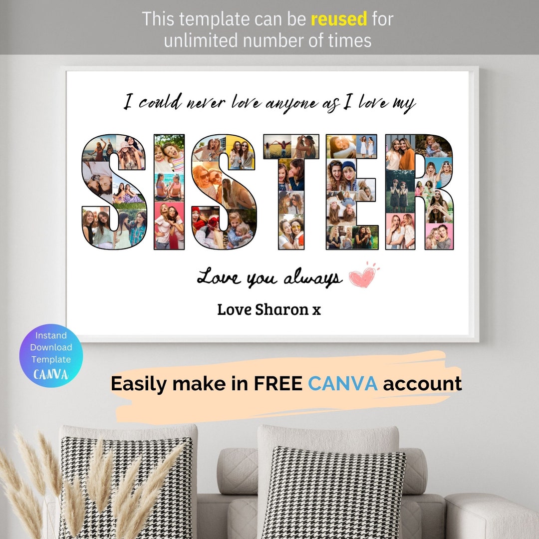 Custom Sister Photo Collage Template Personalized Gift for Sister ...