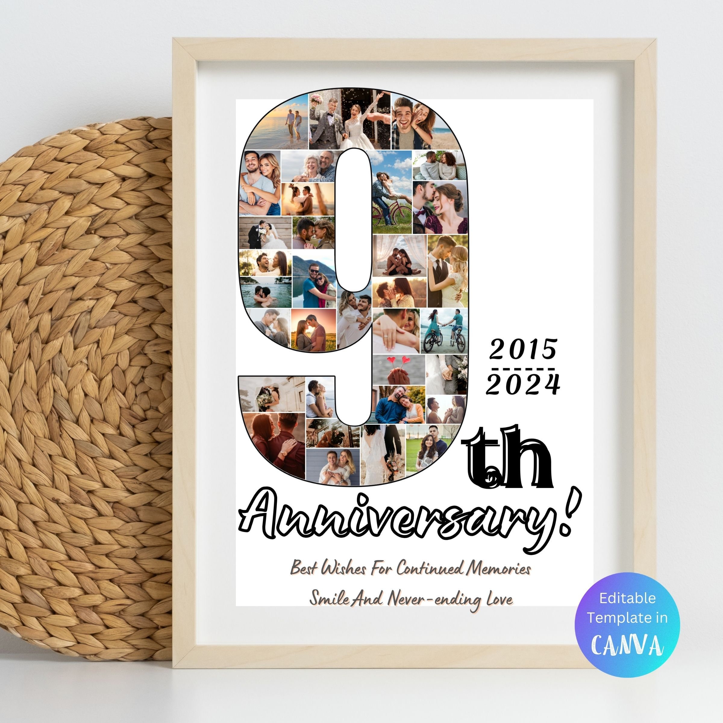 Custom 9th Anniversary Picture Collage Template Personalized 9th ...
