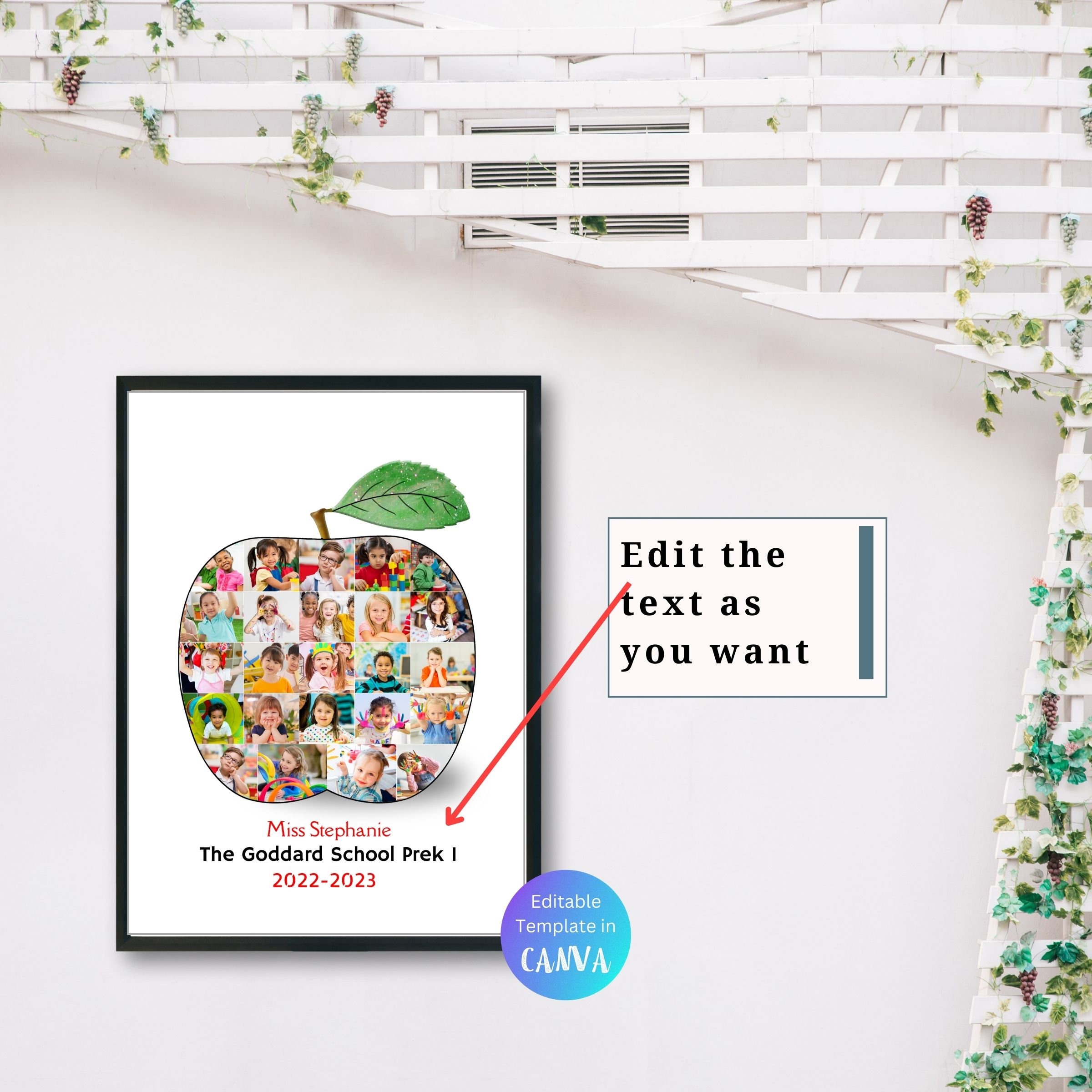 24 Students Custom Apple Teacher Photo Collage Template Personalized ...