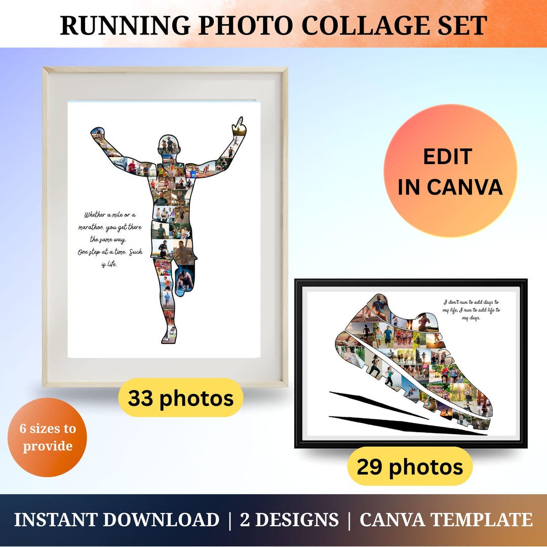 Personalized Man Running Photo Collage Template Custom Gift for Male ...