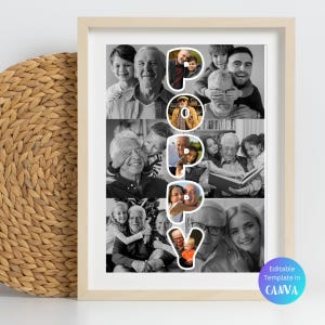 Custom POPPY Photo Collage Template Personalized Fathers Day Gift for ...