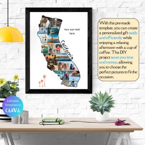 Custom California Map Photo Collage Template Personalized Travel Map ...