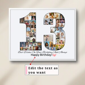 Custom 13th Birthday Photo Collage Template Personalized 13th Birthday ...