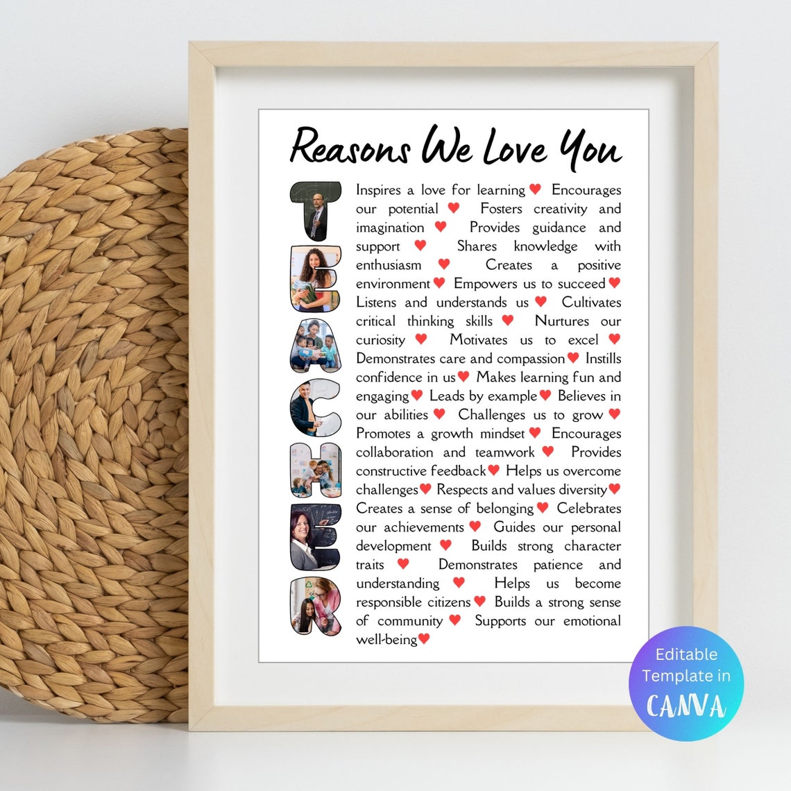 Personalized Teacher Photo Collage Template Editable Teacher ...