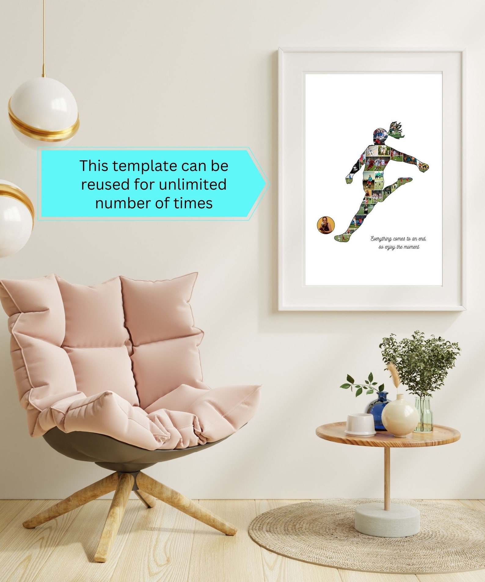 Custom Football Photo Collage Template Gifts for Soccer Women - Etsy