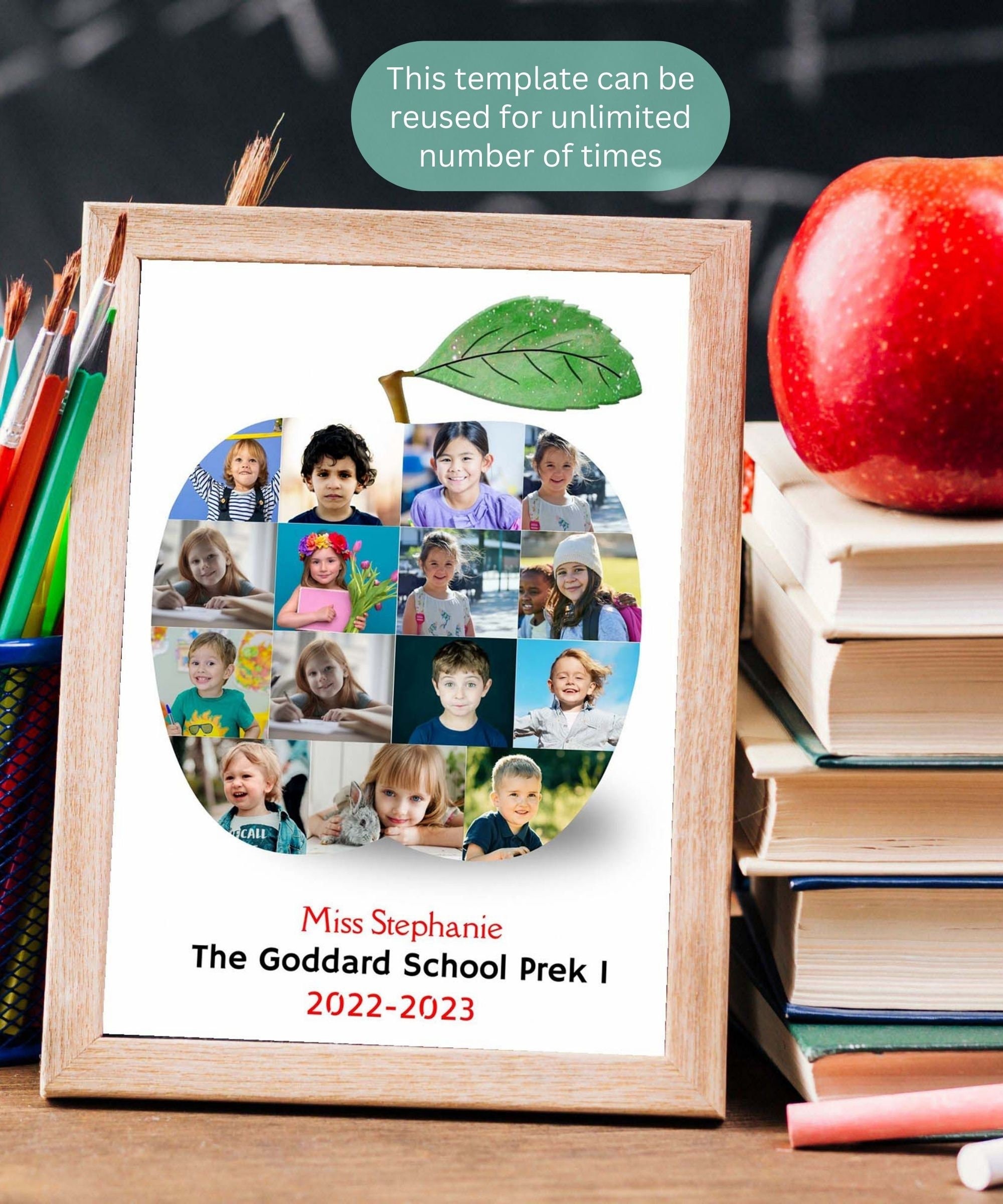 15 Students Custom Apple Teacher Photo Collage Template Personalized ...