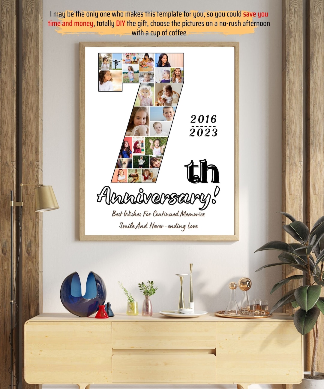 7. Jahrestag Foto Collage personalisierte 7. Bild Collage - Etsy.de