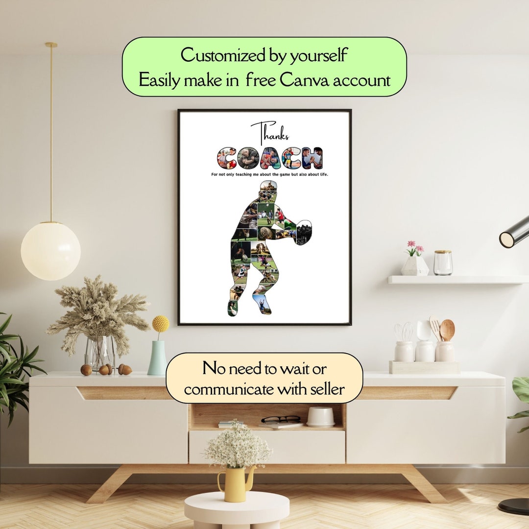 Custom Thanks Coach Collage Template Thank You Rugby Coach Gift Photo ...