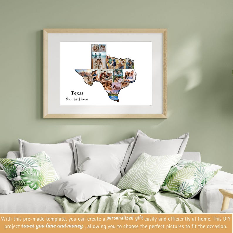 Custom Texas Map Photo Collage Template Personalized Texas Travel Map ...
