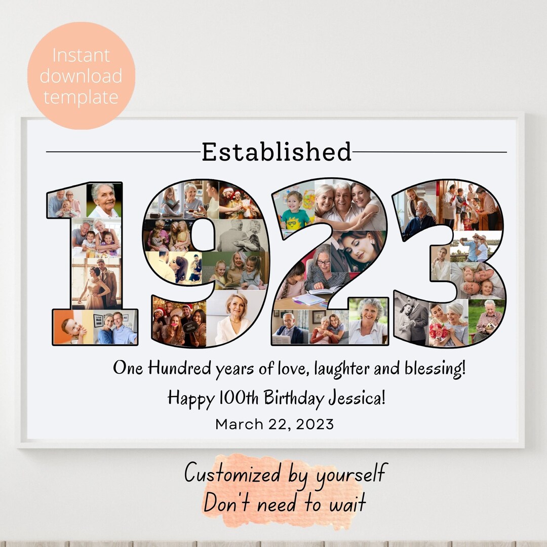 Custom 1923 Born Year Photo Collage 100th Birthday Collage Personalized ...