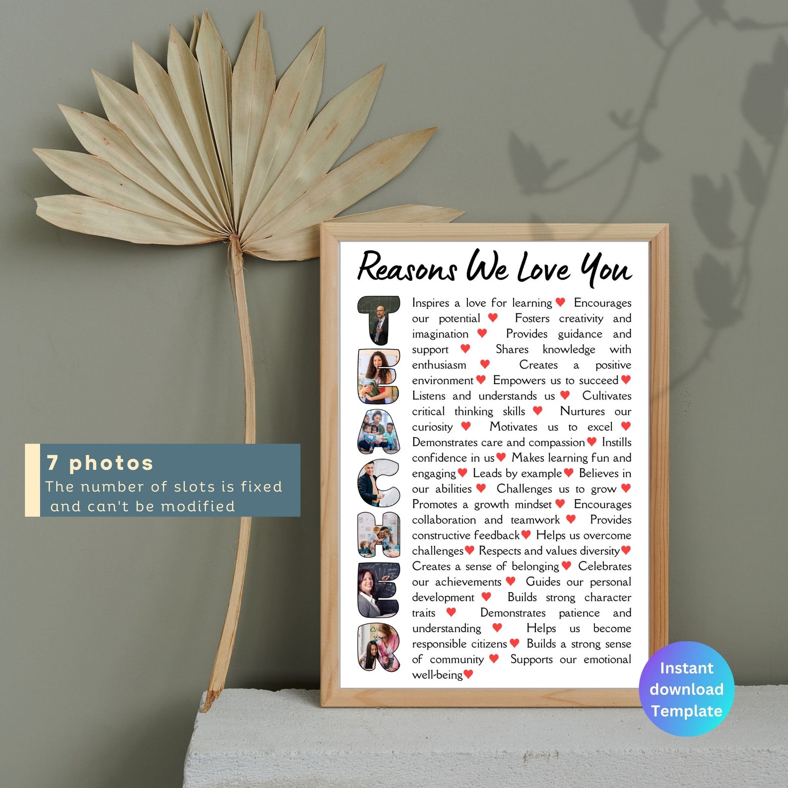 Personalized Teacher Photo Collage Template Editable Teacher ...