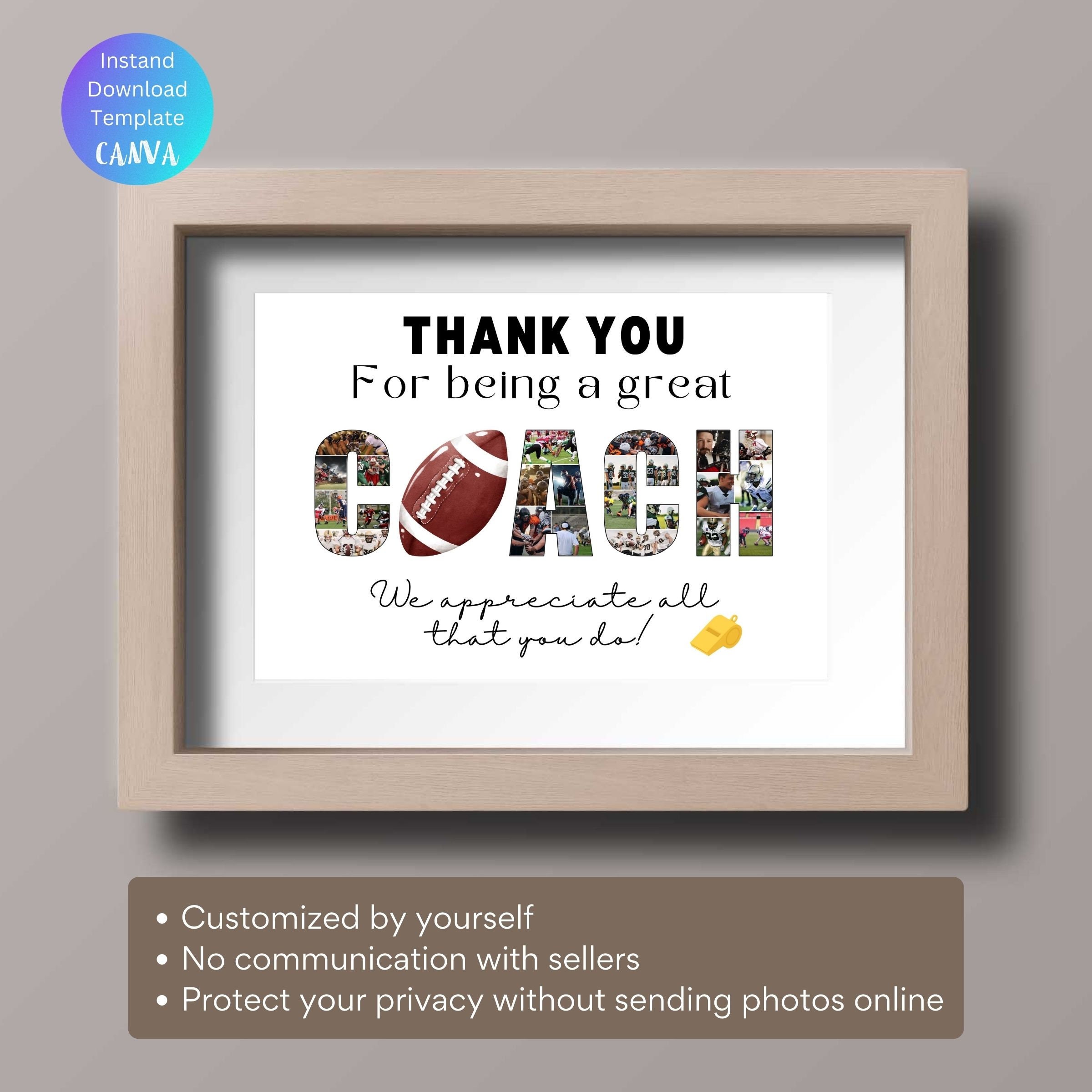 Custom Football Coach Photo Collage Personalized Thank You Coach Gift ...