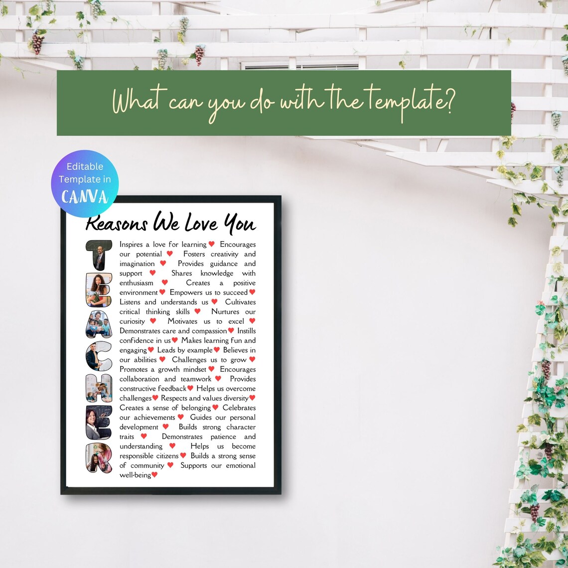 Personalized Teacher Photo Collage Template Editable Teacher ...