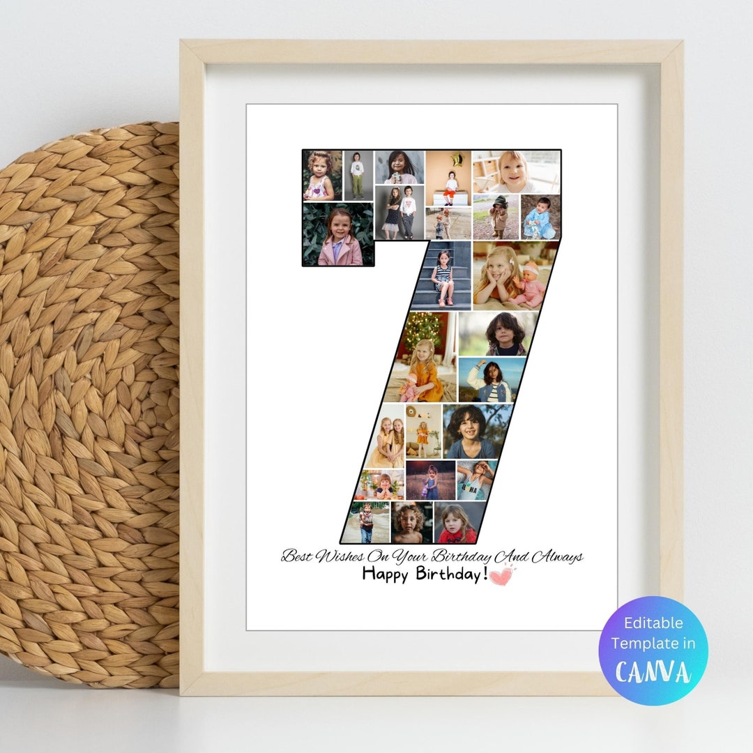 7th Birthday Photo Collage Personalized 7th Picture Collage Template ...