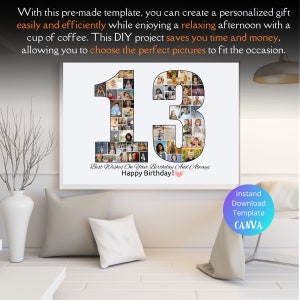 Custom 13th Birthday Photo Collage Template Personalized 13th Birthday ...