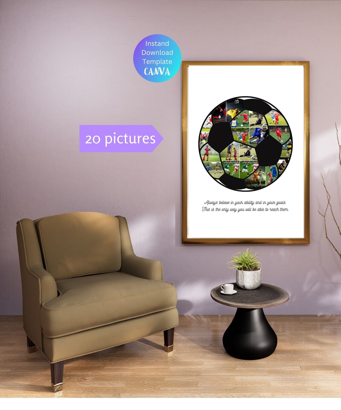 Custom Football Photo Collage Template Printable 20 Pictures - Etsy