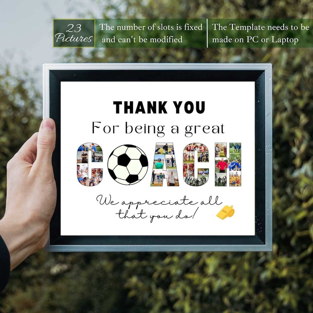 Custom Soccer Coach Photo Collage Thank You Coach Gift Personalized ...