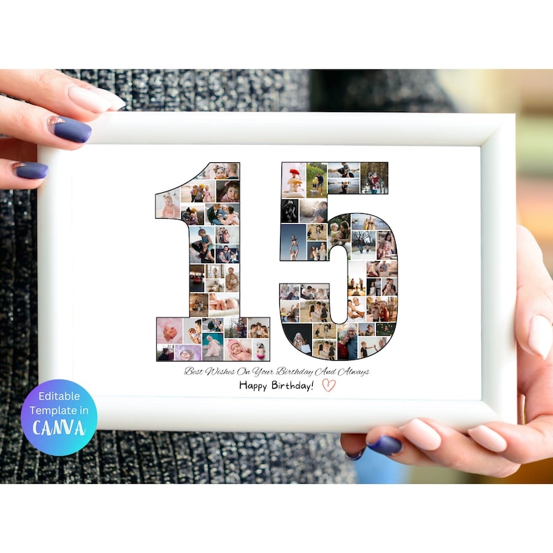 Custom 15th Birthday Photo Collage Template Personalized 15 Birthday ...