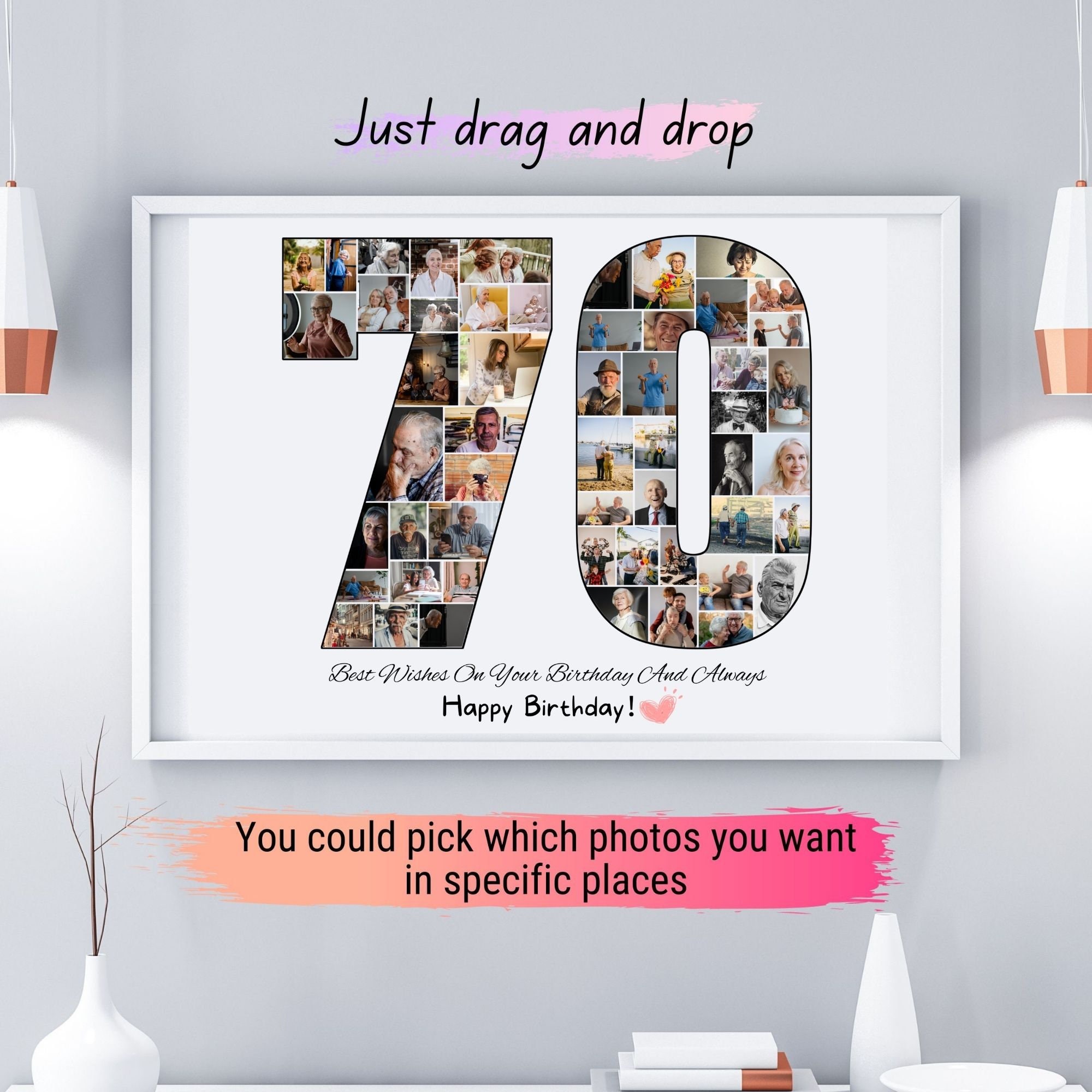 Custom 70th Birthday Photo Collage Personalized 70th Picture - Etsy UK