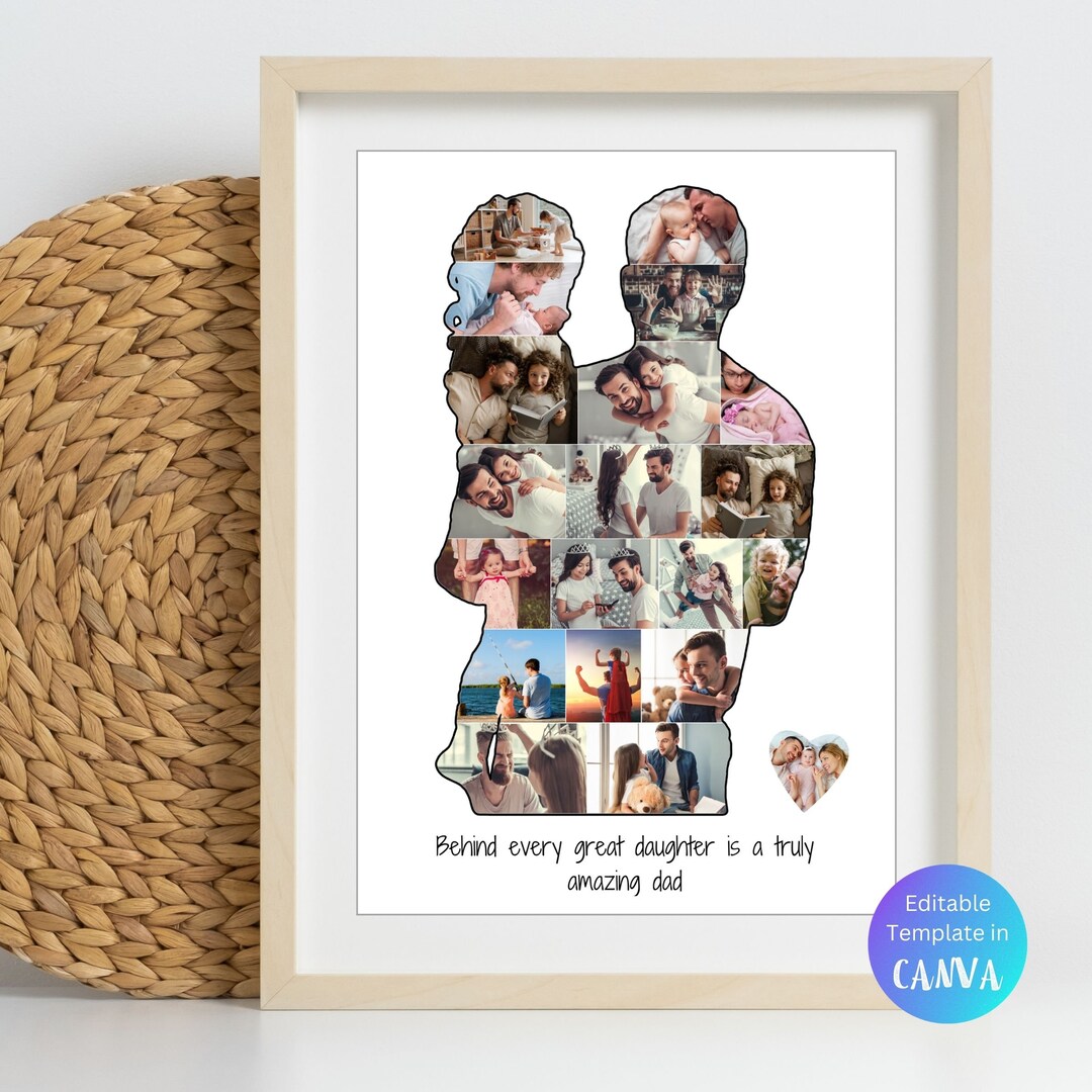 Custom DAD Photo Collage Template Personalized Father Daughter Gift For