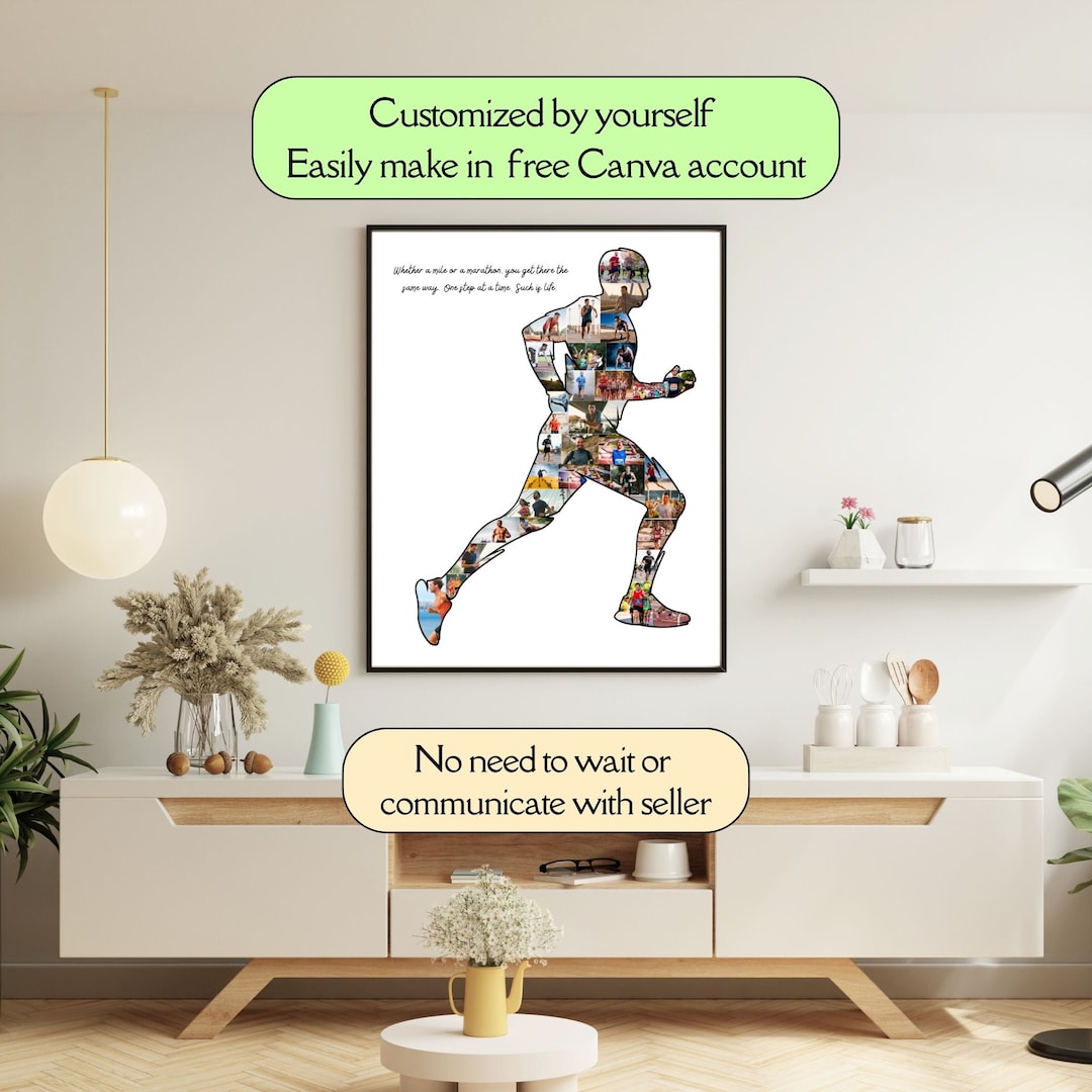 Personalized Man Running Photo Collage Template Custom Gift for Male ...