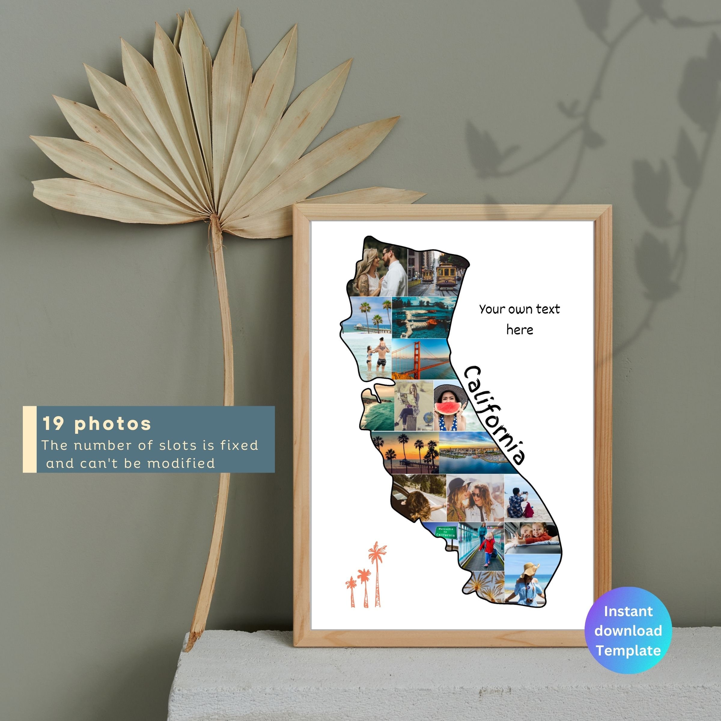 Custom California Map Photo Collage Template Personalized Travel Map ...