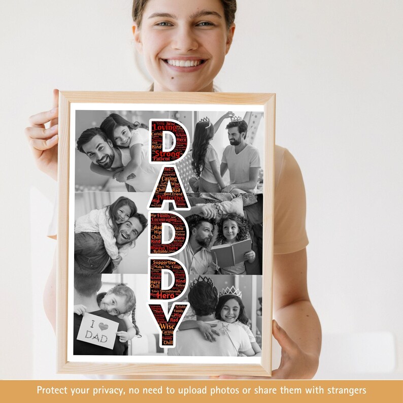 Custom DADDY Photo Collage Template Personalized Father s Day Word Art