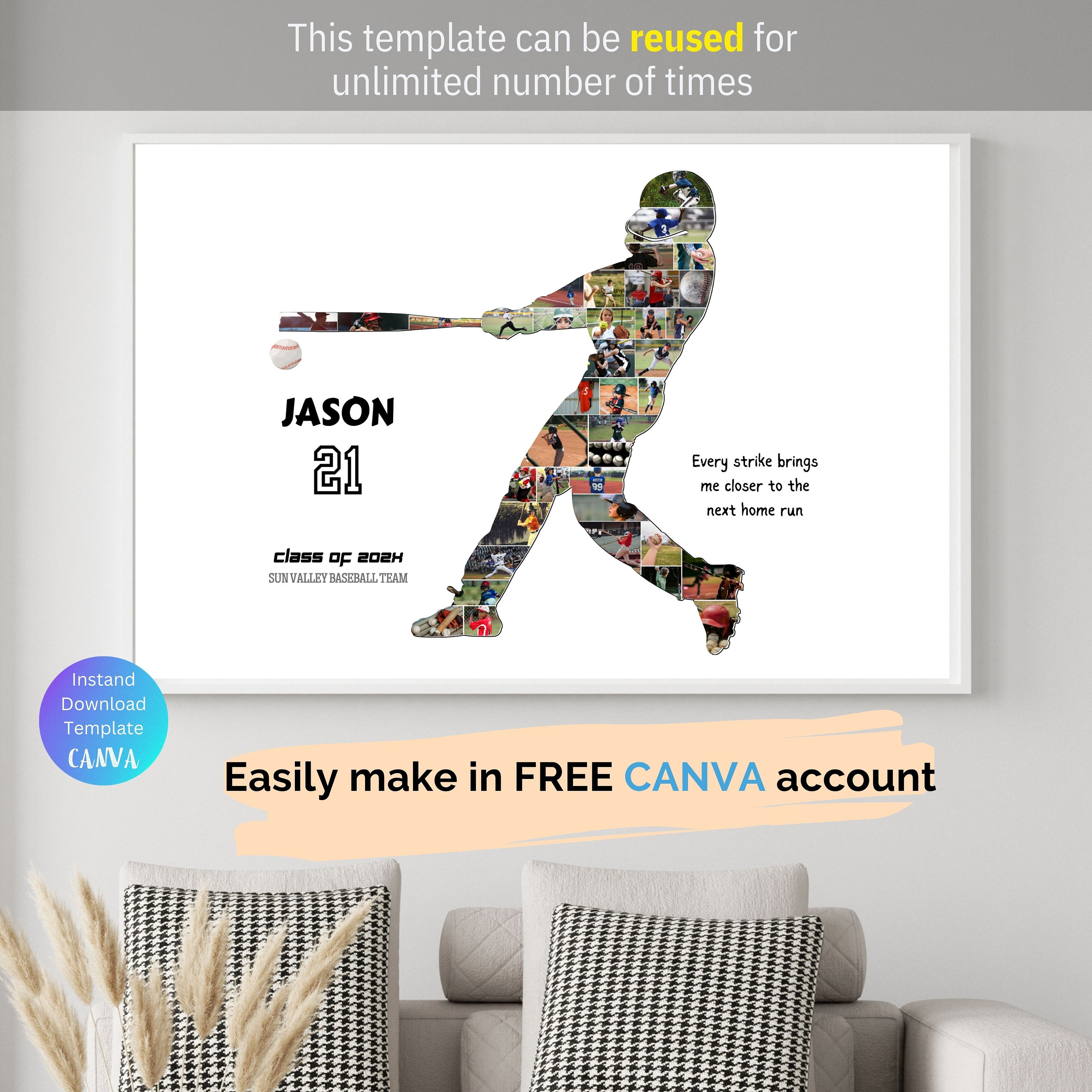Custom Baseball Photo Collage Template Personalized Gifts for Men ...