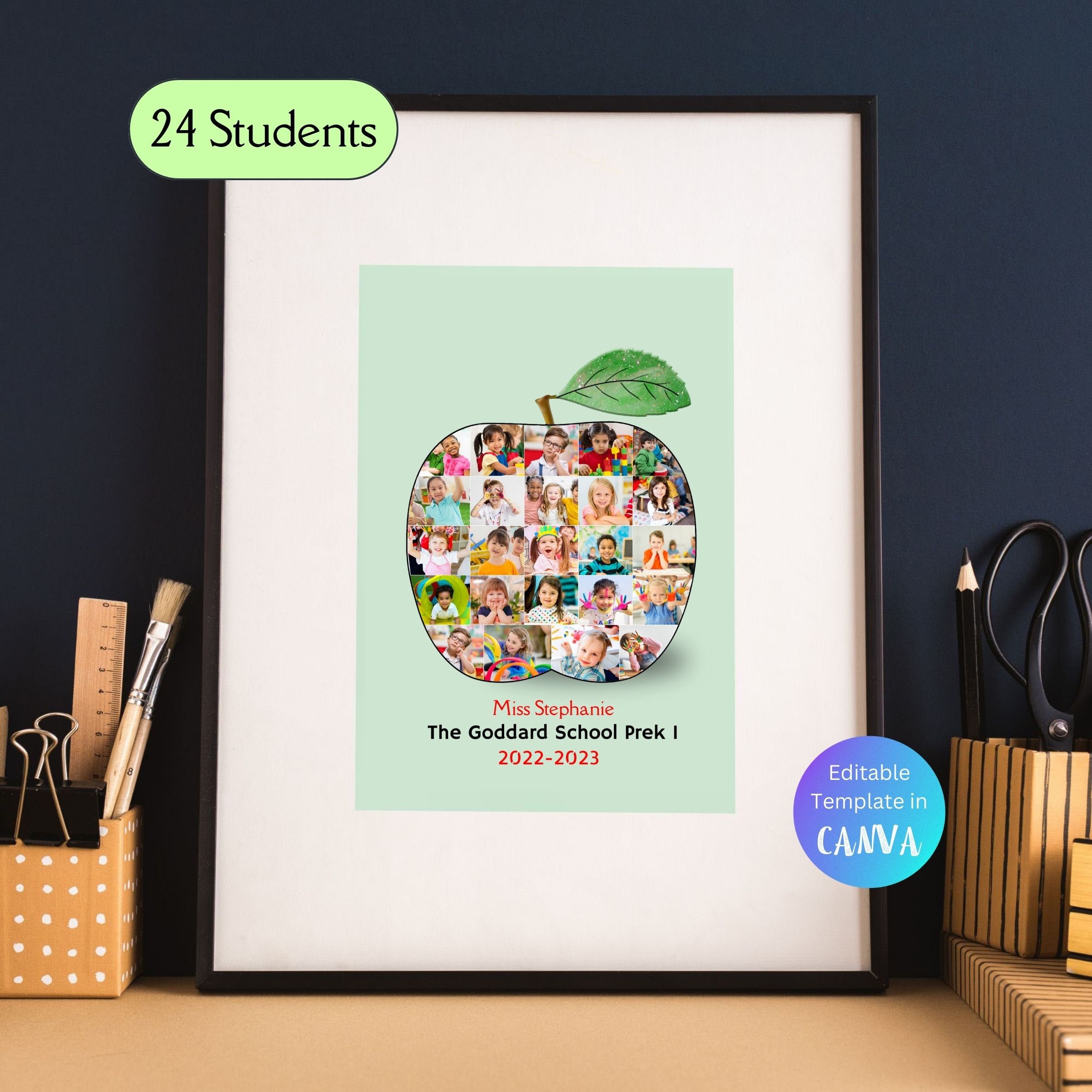 24 Students Custom Apple Teacher Photo Collage Template Personalized ...