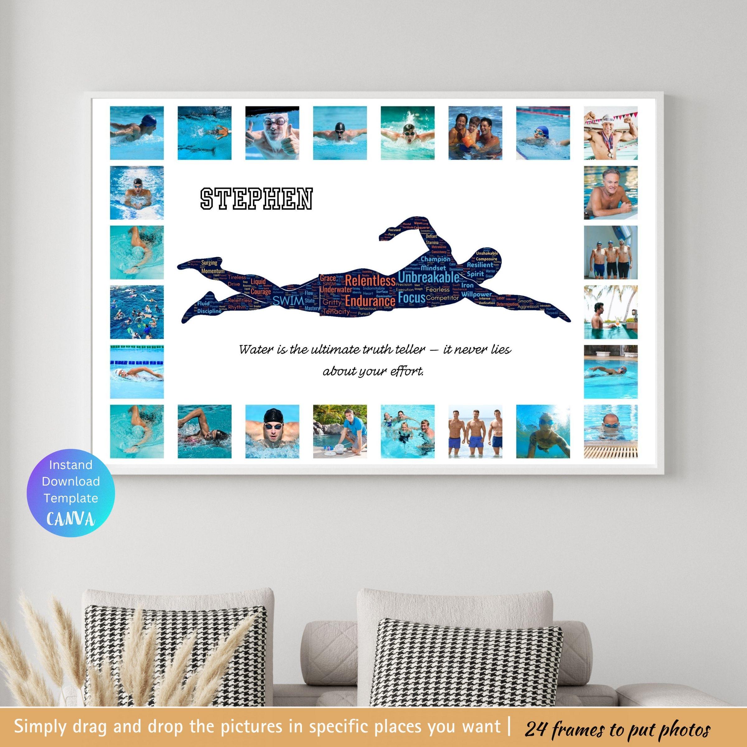 Custom Swim Photo Collage Template Word Cloud Pictures Personalized ...