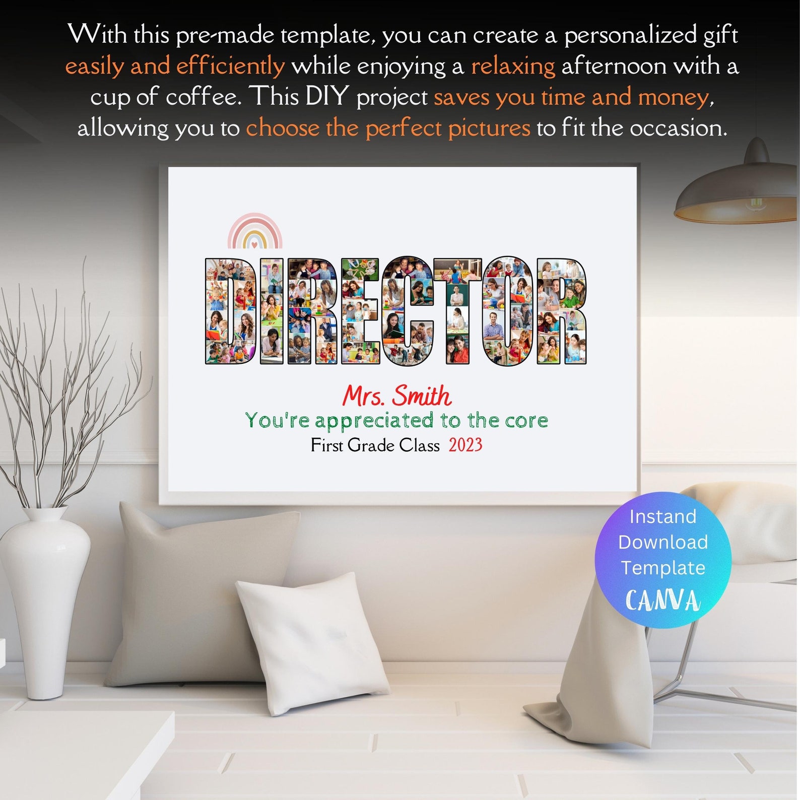 Personalized Director Photo Collage Template Persoanlized Preshool ...