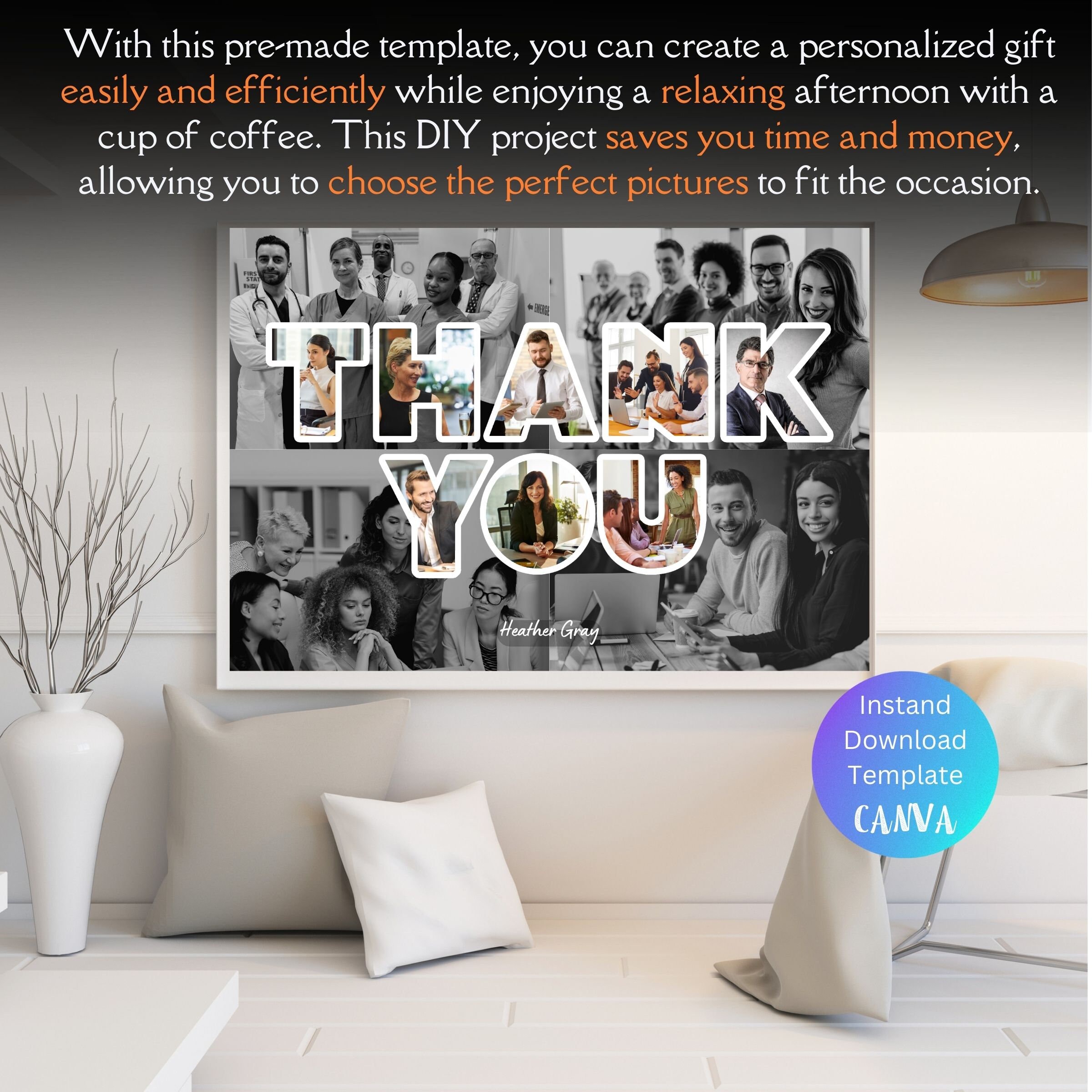 Custom Thank You Boss Gift Photo Collage Template Personalized for ...