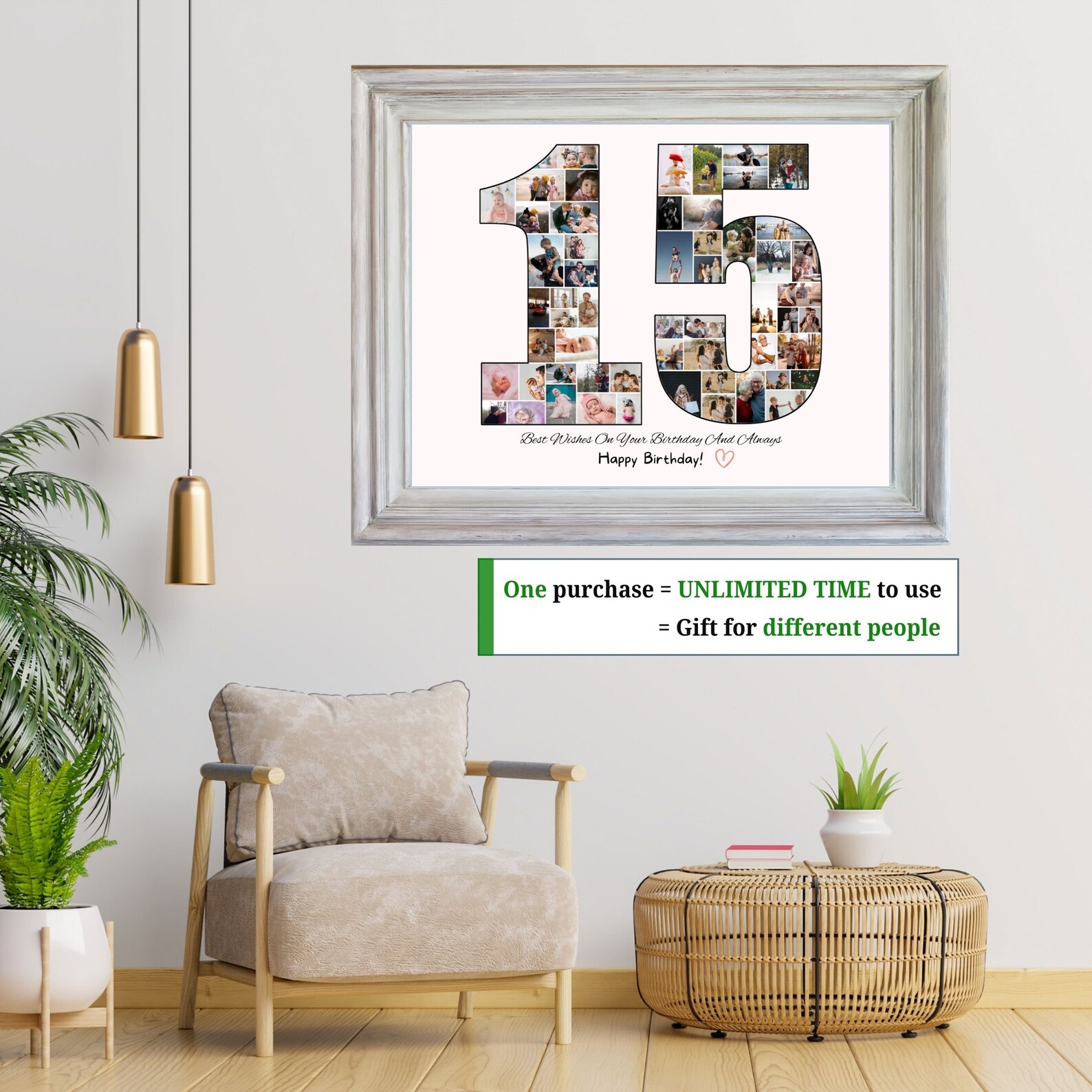 Custom 15th Birthday Photo Collage Template Personalized 15 Birthday ...