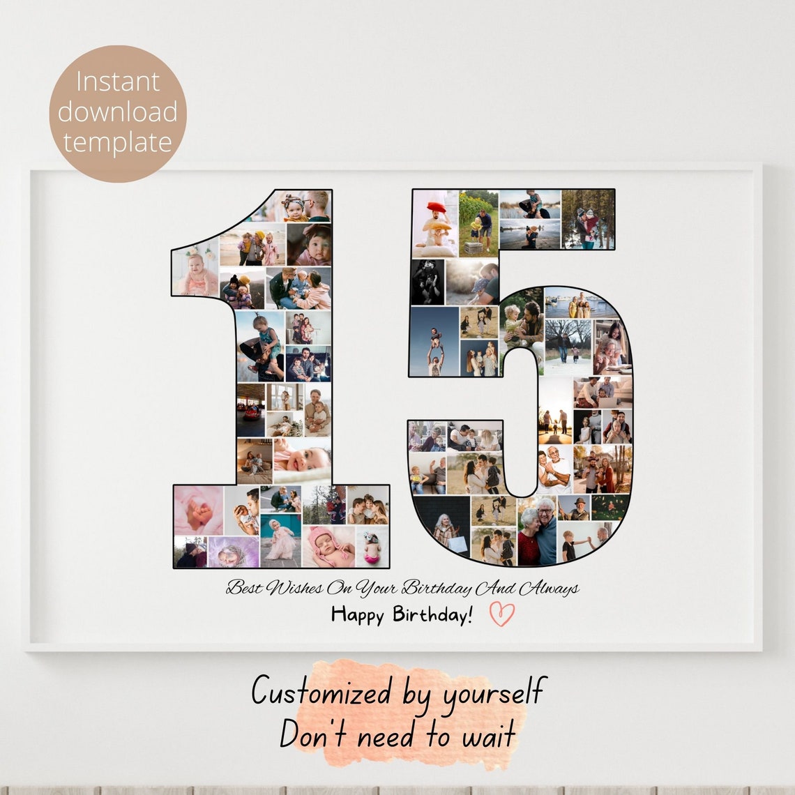 Custom 15th Birthday Photo Collage Personalized 15th Picture - Etsy