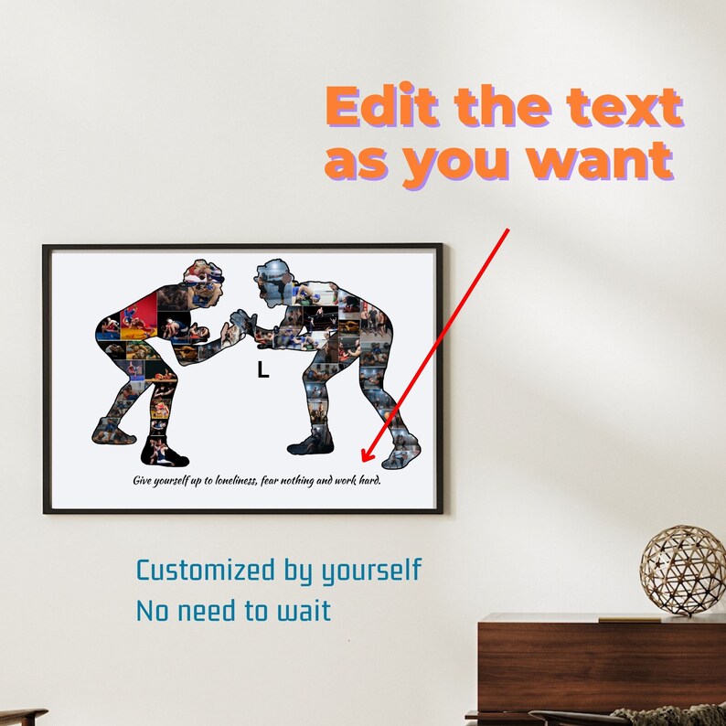 Custom Wrestling Photo Collage Template Men Fighting Art - Etsy